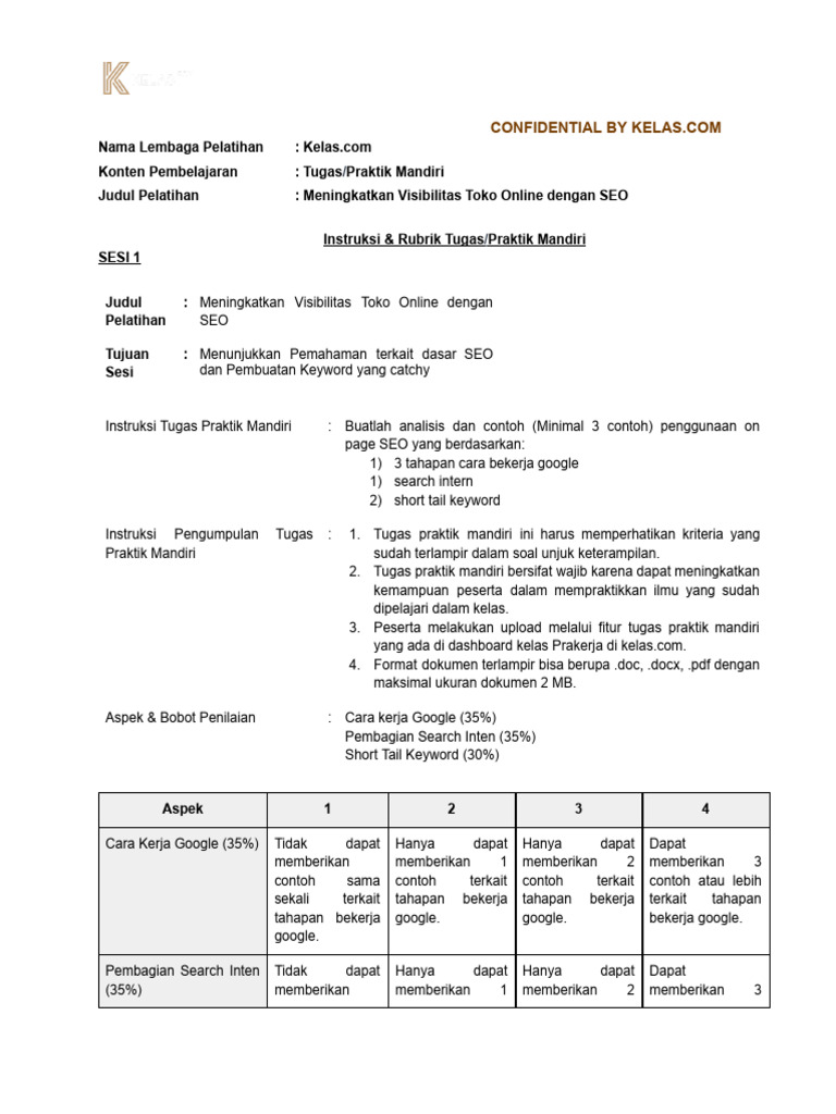 TPM SESI 1 - Instruksi & Rubrik Penilaian TPM - Meningkatkan Visibilitas Toko Online Dengan SEO ...