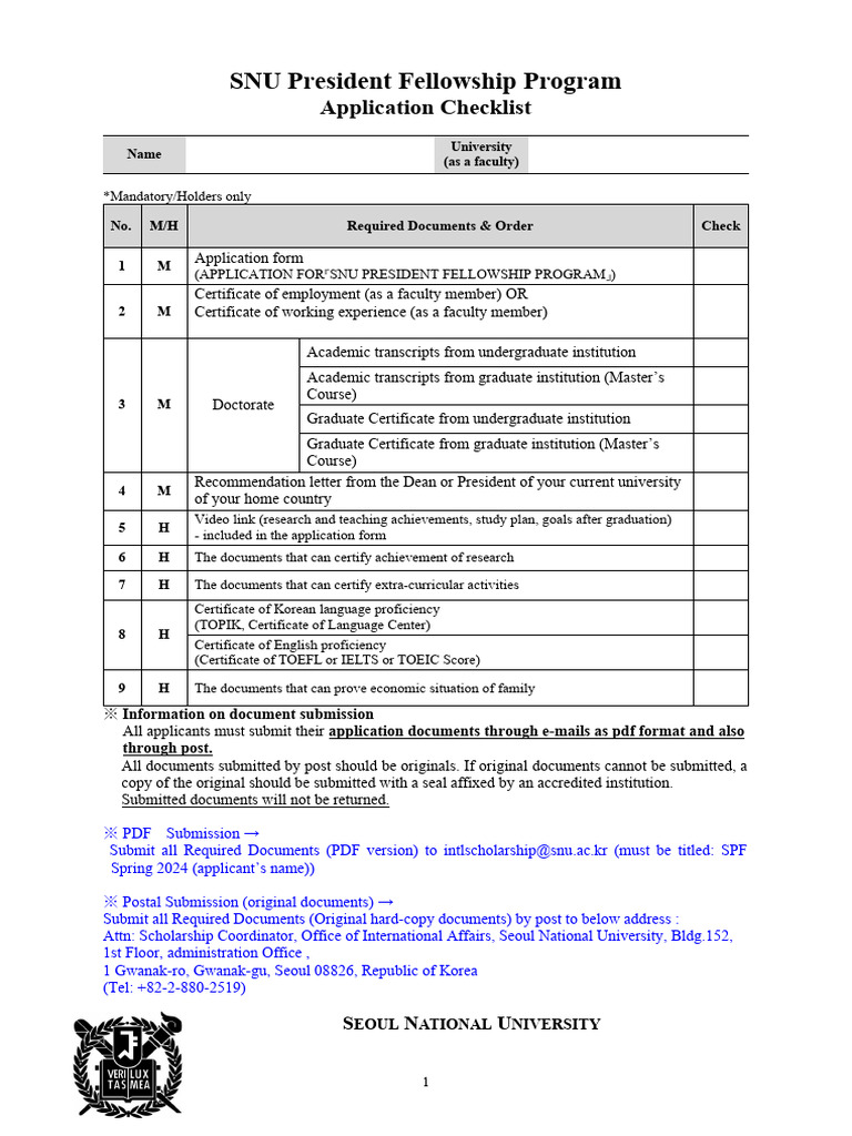 SPF Application Form - Spring 2024 | PDF | Information