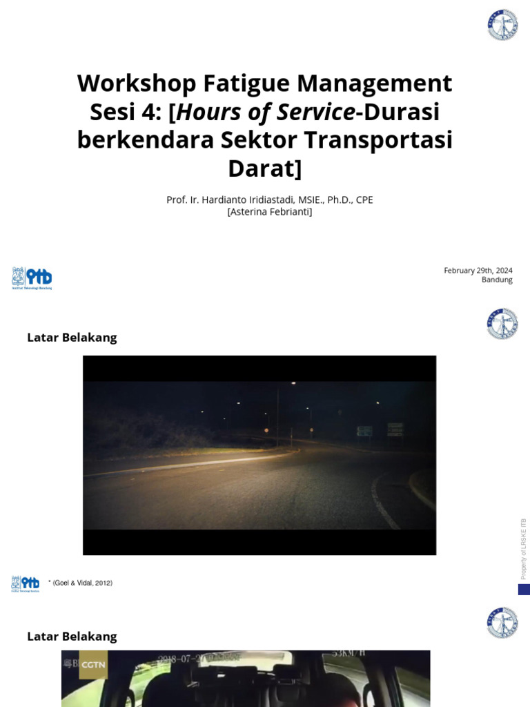 Sesi 4 - Hours of Service dan Shift Kerja | PDF