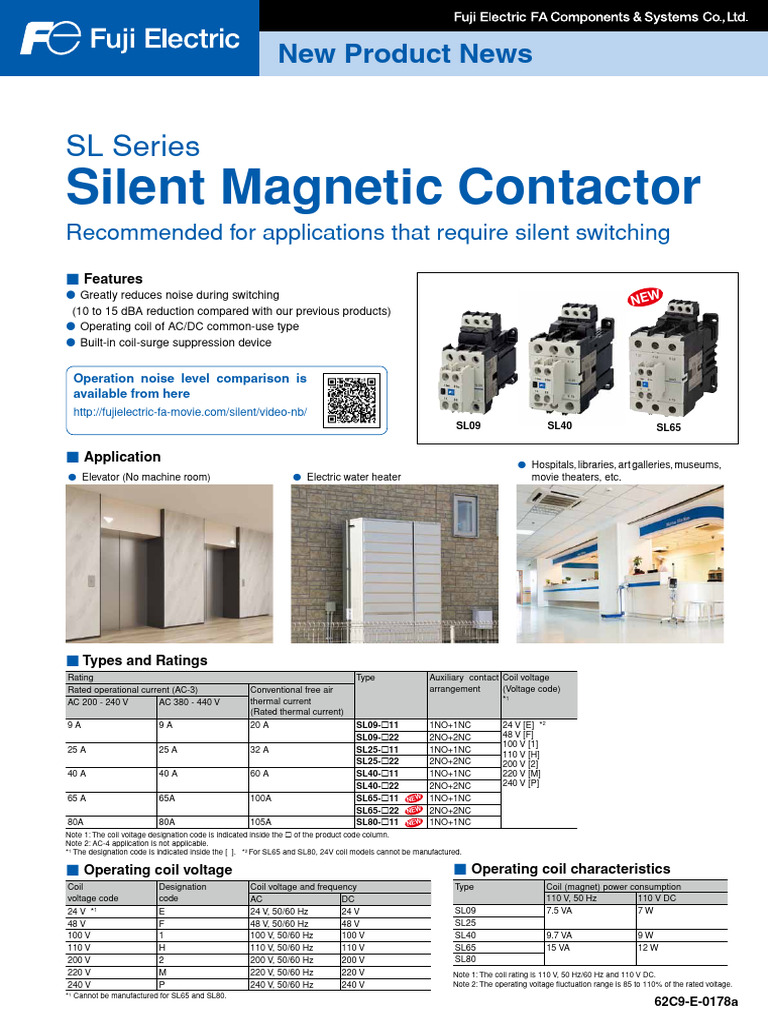 Fuji Electric Contactor SL Series Silent Type | PDF | Inductor | Mains ...