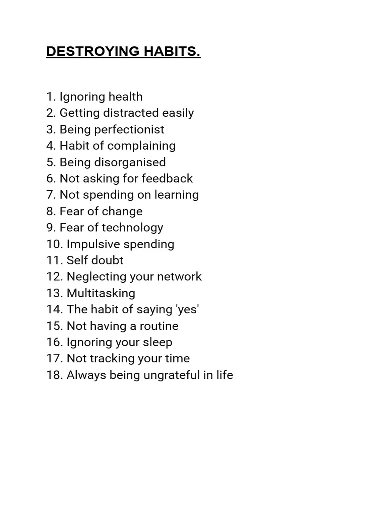 Destroying Habits | PDF