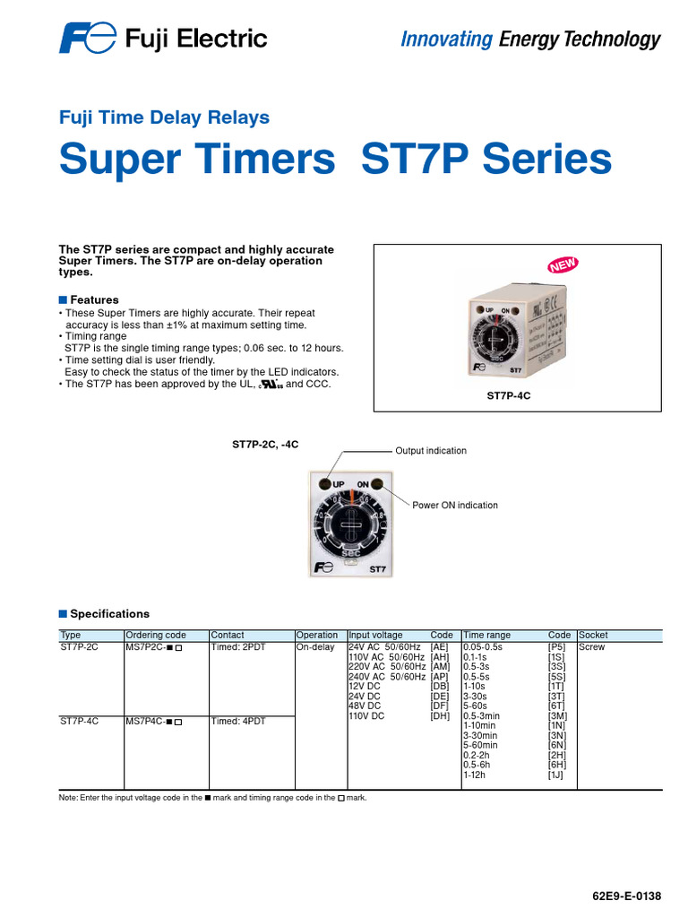 Fuji Electric Timer STP7 Series | PDF | Alternating Current | Electrical Connector