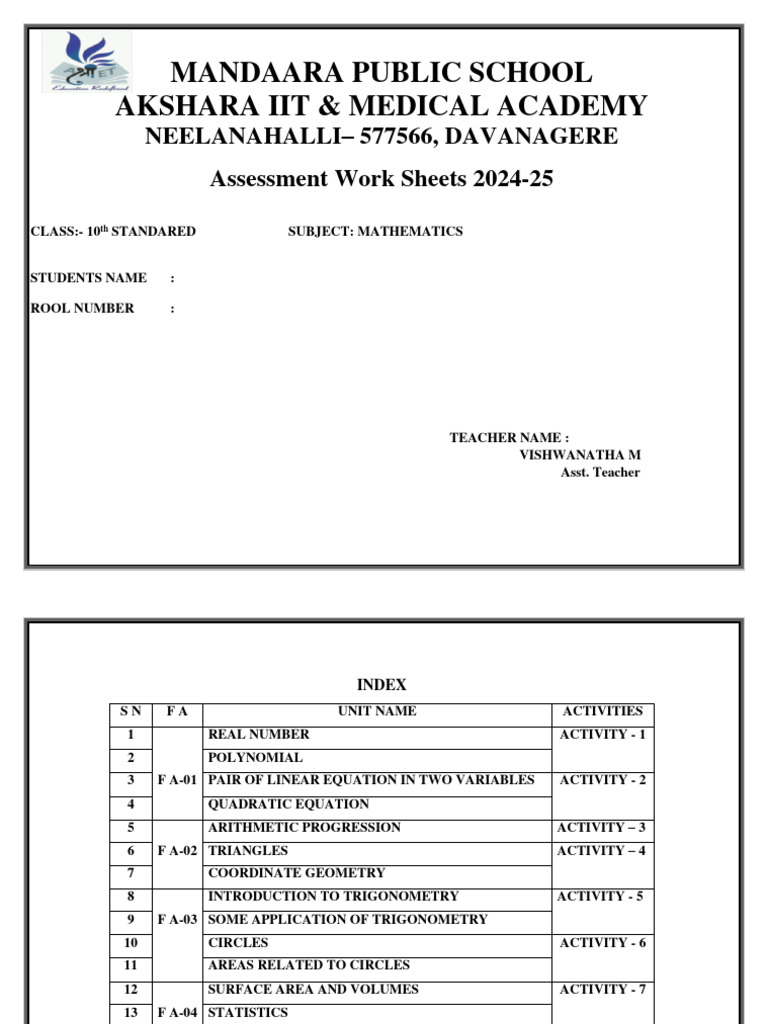 Mathematics Assignment 2024-25 Final | PDF | Equations | Quadratic Equation