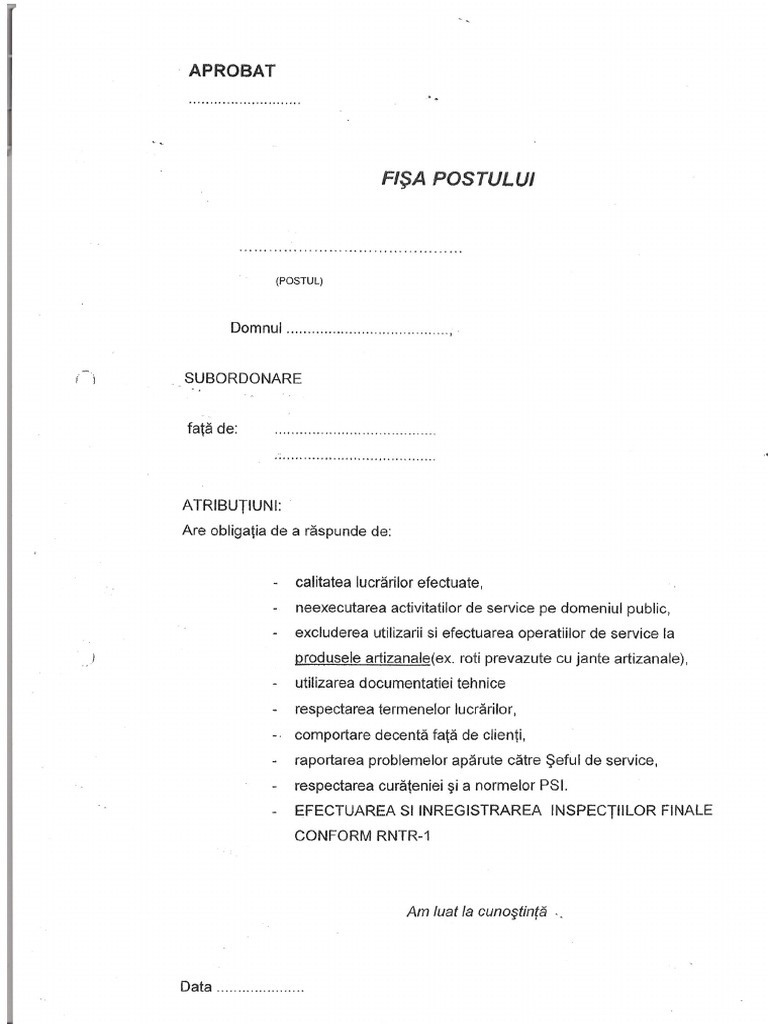 9.1. Anexa Fisa Postului (RAR) | PDF