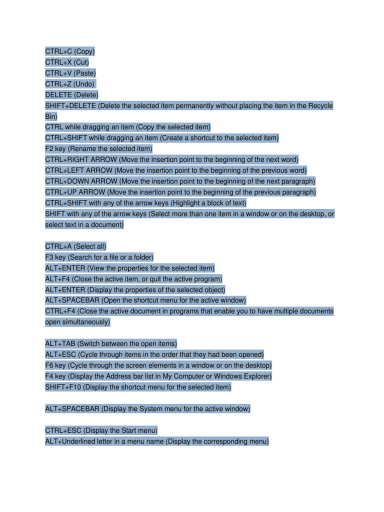keyboard shortcuts | Download Free PDF | Computer Keyboard | Window (Computing)