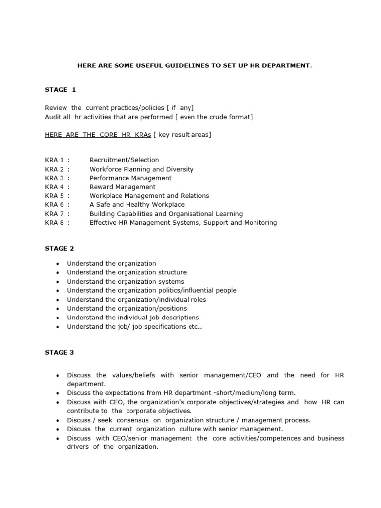 Essential Guidelines for HR Setup | PDF