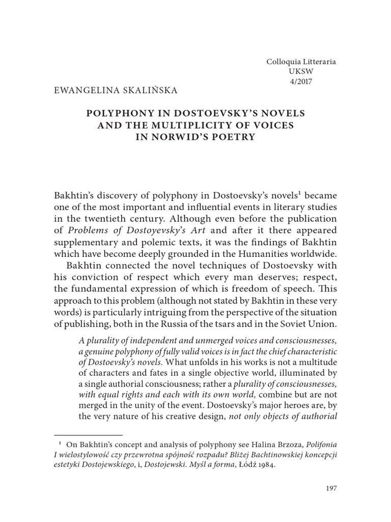 Polyphony in Dostoevsky and Norwid | PDF | The Brothers Karamazov