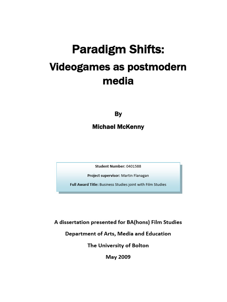 Paradigm Shifts Videogames As Postmodern | PDF | Postmodernism | Video ...