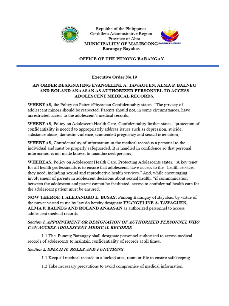 Designation of Personnel for Medical Records | PDF | Medical Record ...
