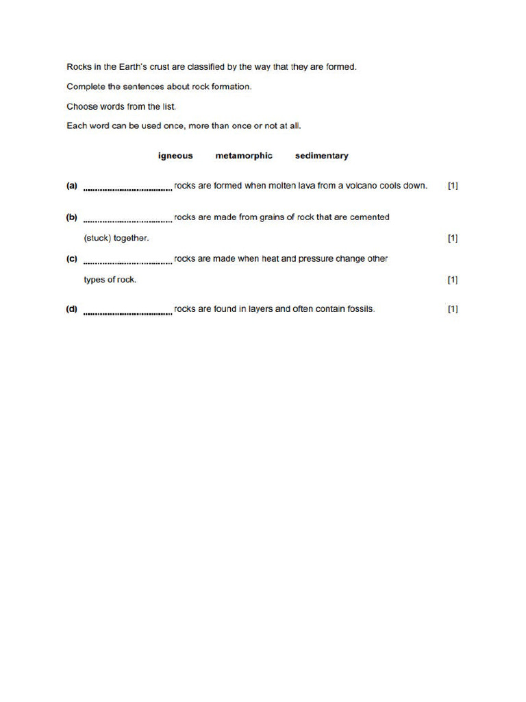 Checkpoint Past Papers - Rocks | PDF