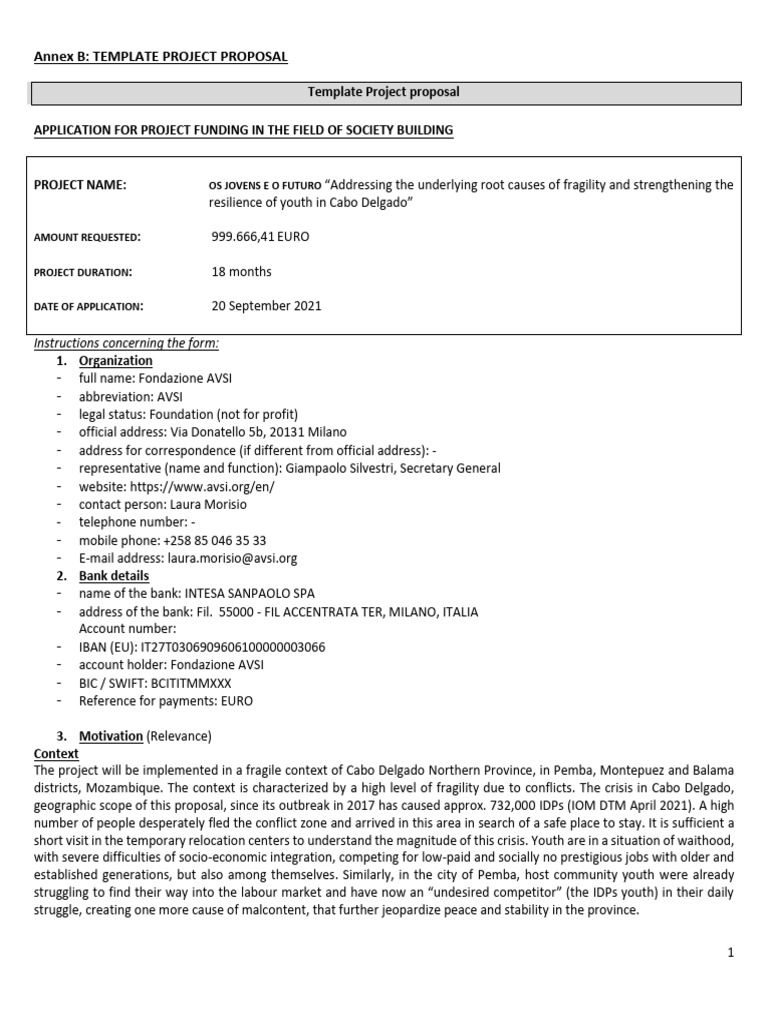 PROGDESCR Annex B AVSI Project Proposal | PDF | Vocational Education | Popular Culture & Media ...