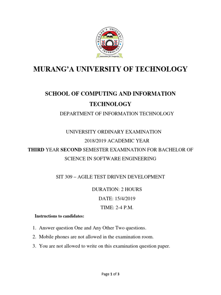 Sit 309 Agile Test Driven Development | PDF | Agile Software ...