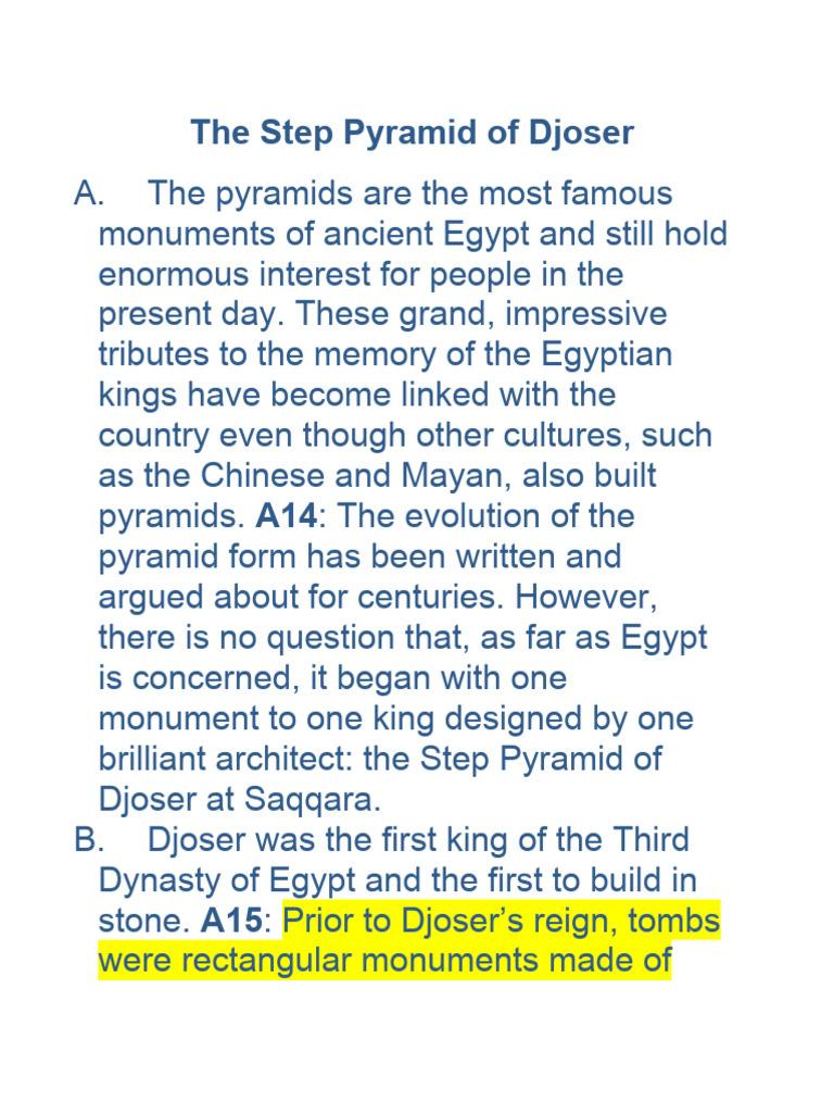 Facts About Djoser's Step Pyramid | PDF | Egyptian Pyramids