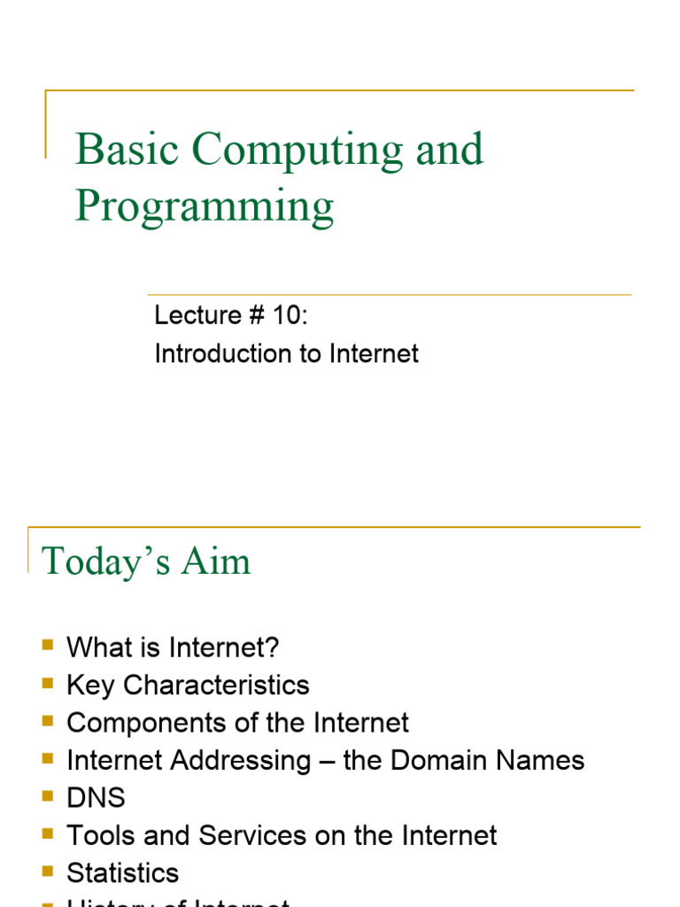 Lecture9(Introduction to Internet) | PDF | Networking | Internet & Web