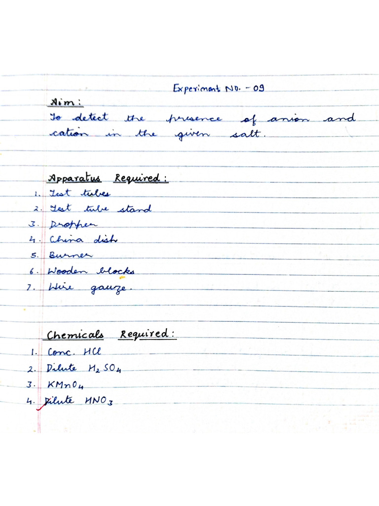 Chemistry Experiment No 09 Pdf