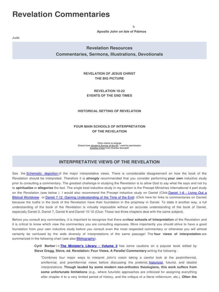 Revelation Commentaries | PDF | Christian Eschatology | Book Of Revelation