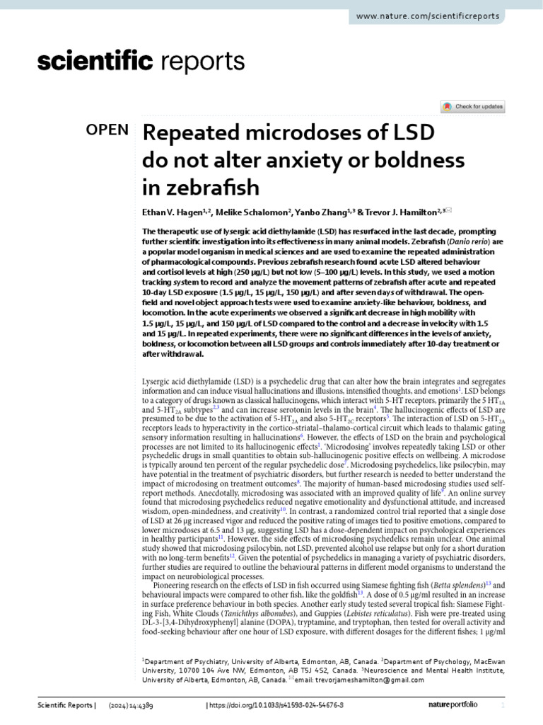Repeated Microdoses of LSD Do Not Alter Anxiety or Boldness in ...