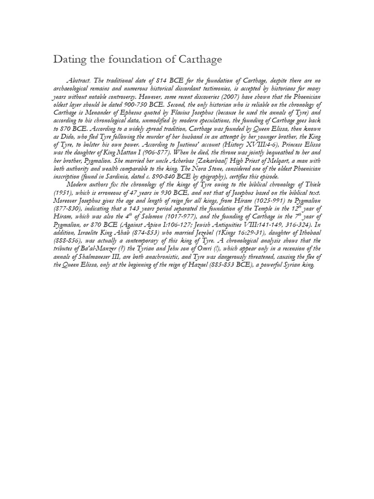Dating The Foundation of Carthage | PDF | Phoenicia