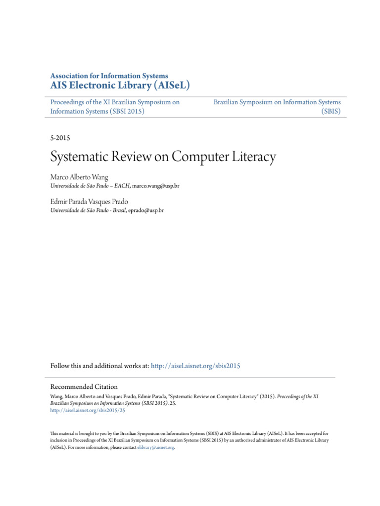 Systematic Review On Computer Literacy | PDF | Tecnologia da Informação ...