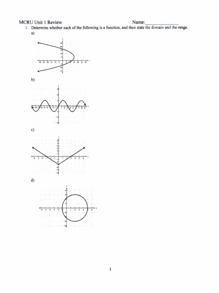 MCR3U, Unit 1 Review | PDF