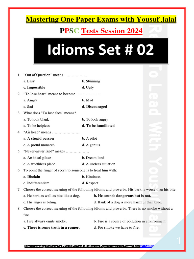 Idioms Set 2 | PDF