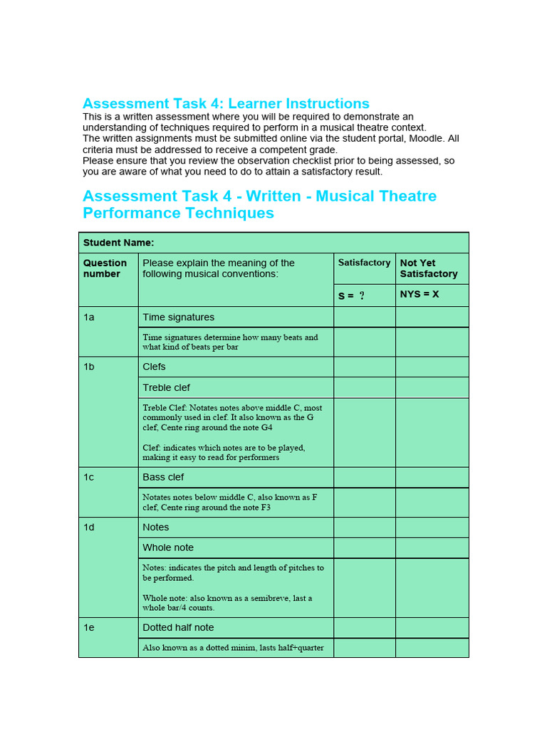 Music Theory Written Assessment | PDF | Sheet Music | Clef
