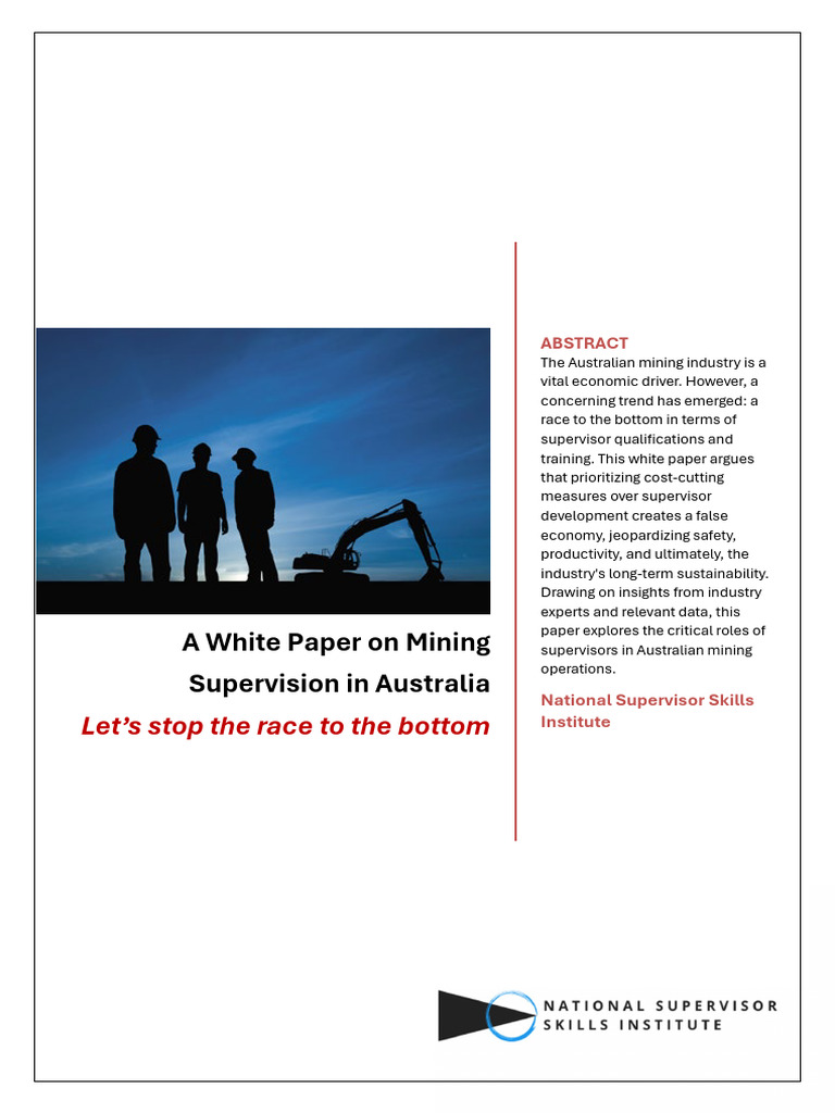 White Paper Mining Supervision in Australia 1719968599 | PDF ...