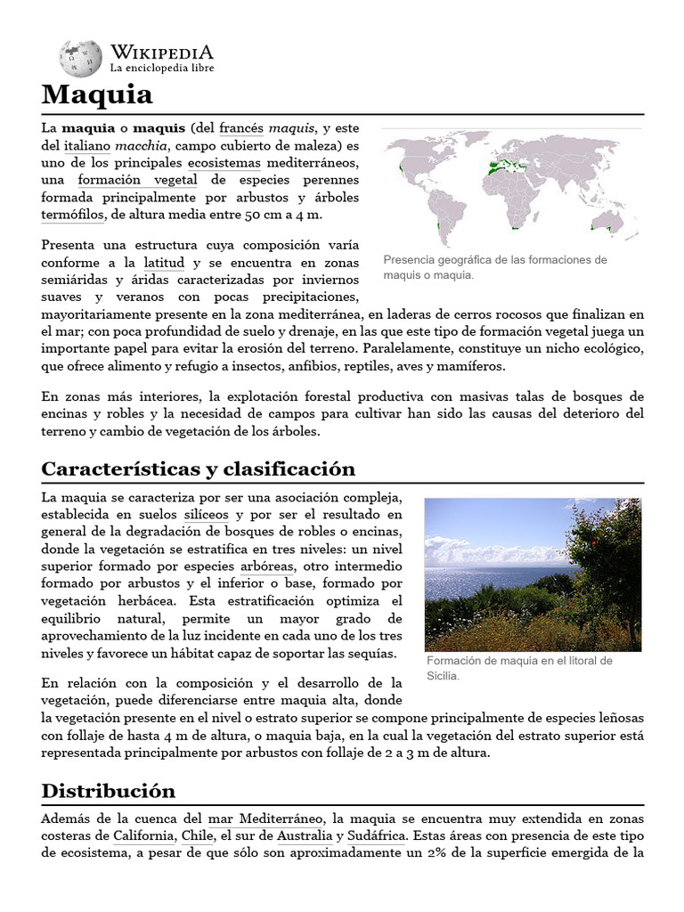 Características de la Maquia Mediterránea | PDF