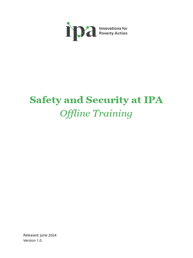 IPA Safety and Security Training Guide | PDF | Risk | Safety