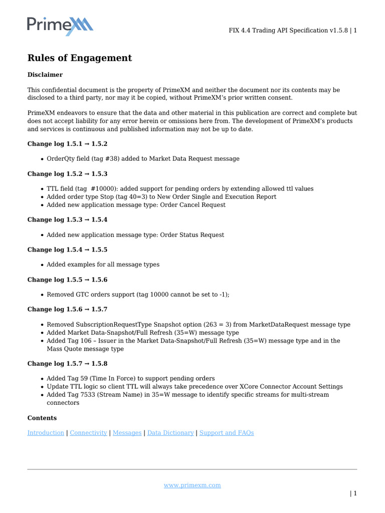 YCM Invest FIX 4.4 Trading API Specification v1.5.8 | PDF | Transport ...