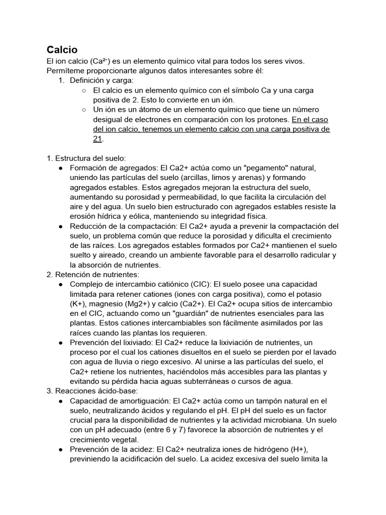 Calcio | PDF | Fertilizante | Calcio