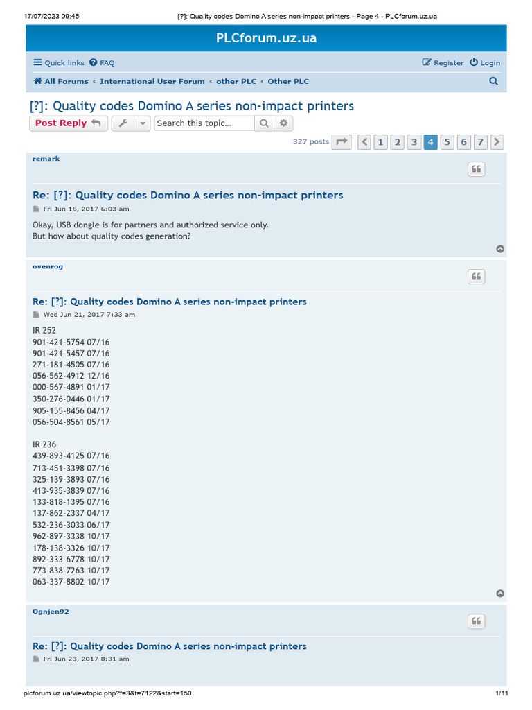 Quality Codes Domino A Series Non-Impact Printers - Page 4 - PLCforum ...