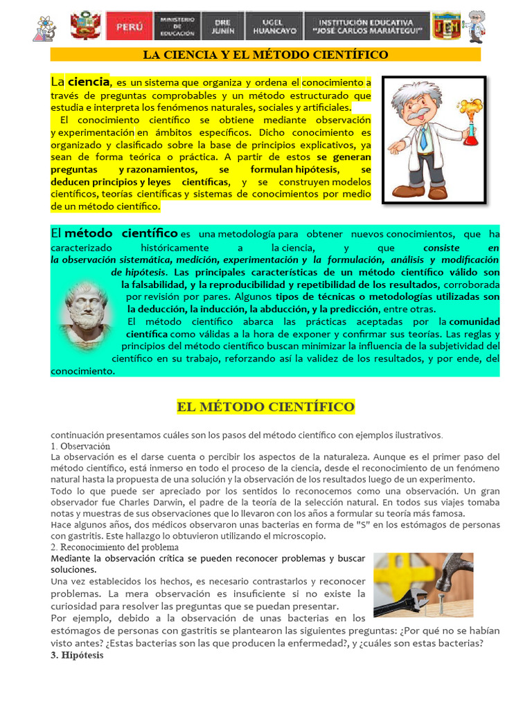 EL MÉTODO CIENTÍFICO - 4° CyT - VILCA | PDF | Método científico ...