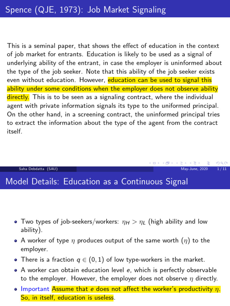 Micro II Handouts | PDF | Economic Equilibrium | Labour Economics