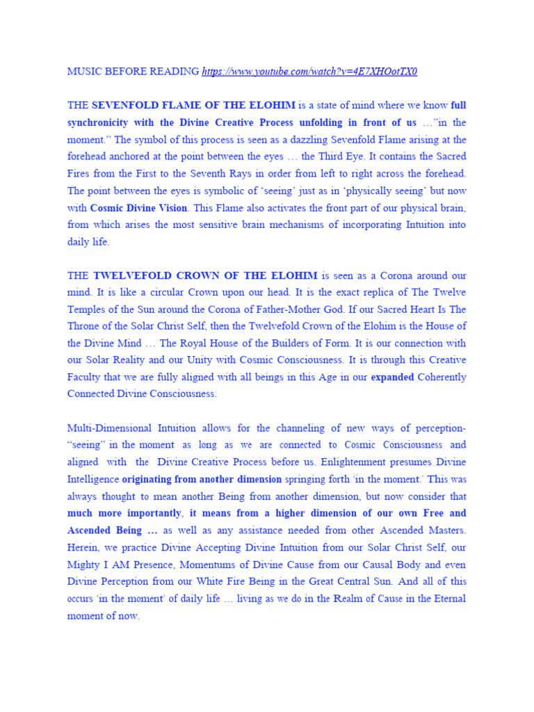 Sevenfold Flame and Crown of Elohim | PDF | Consciousness | Intuition
