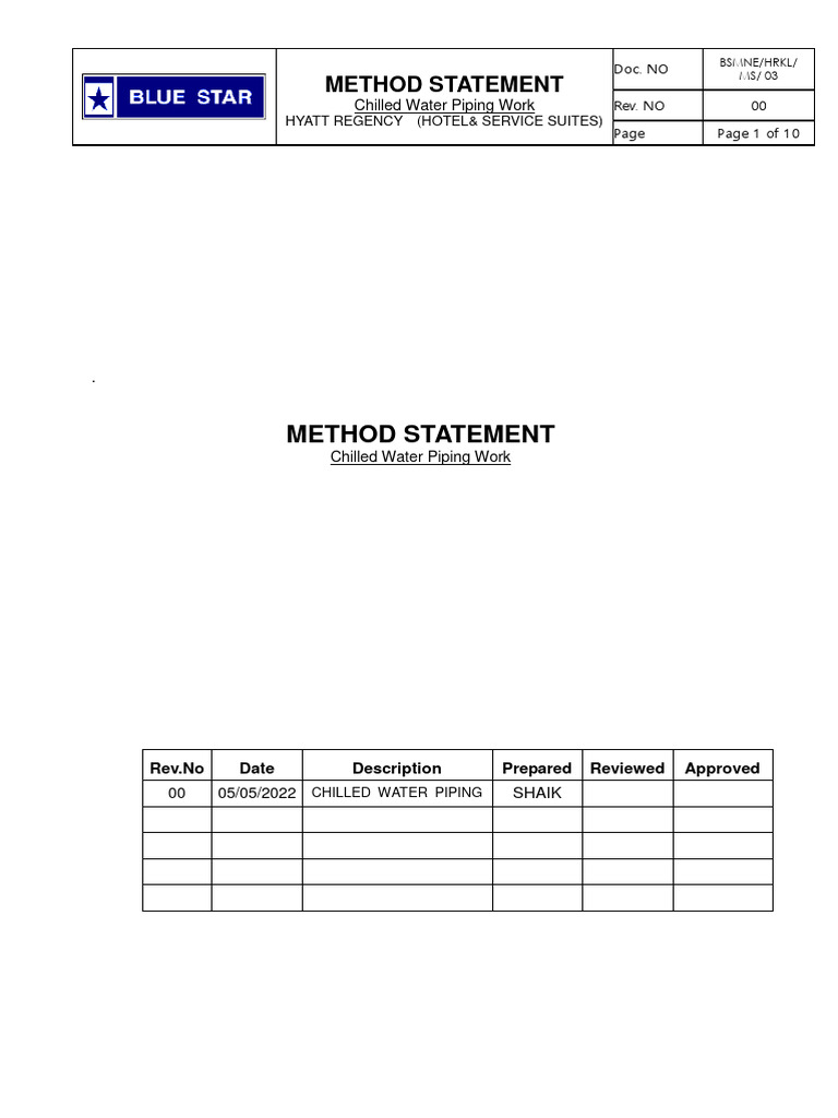 3. Method Statement for Piping work R000 | PDF | Pipe (Fluid Conveyance ...