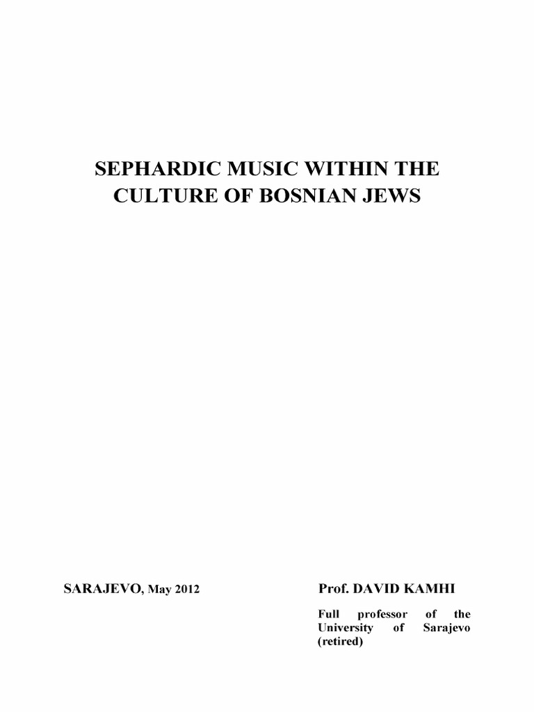 Sephardic Music Within The Culture of Bosnian Jews | PDF | Jews | Synagogue