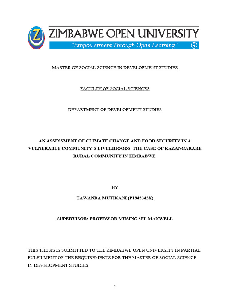 Master of Social Science in Development Studies Dissertation | PDF | Food Security | Poverty