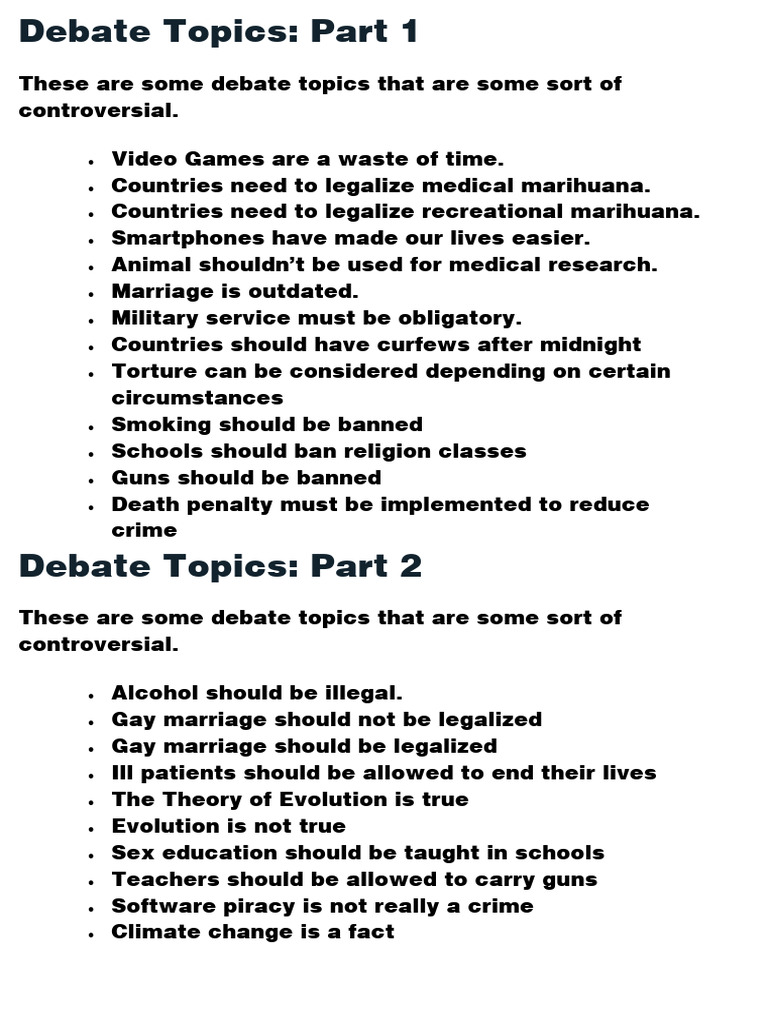 Debate Topics | PDF | Copyright Infringement | Cannabis (Drug)