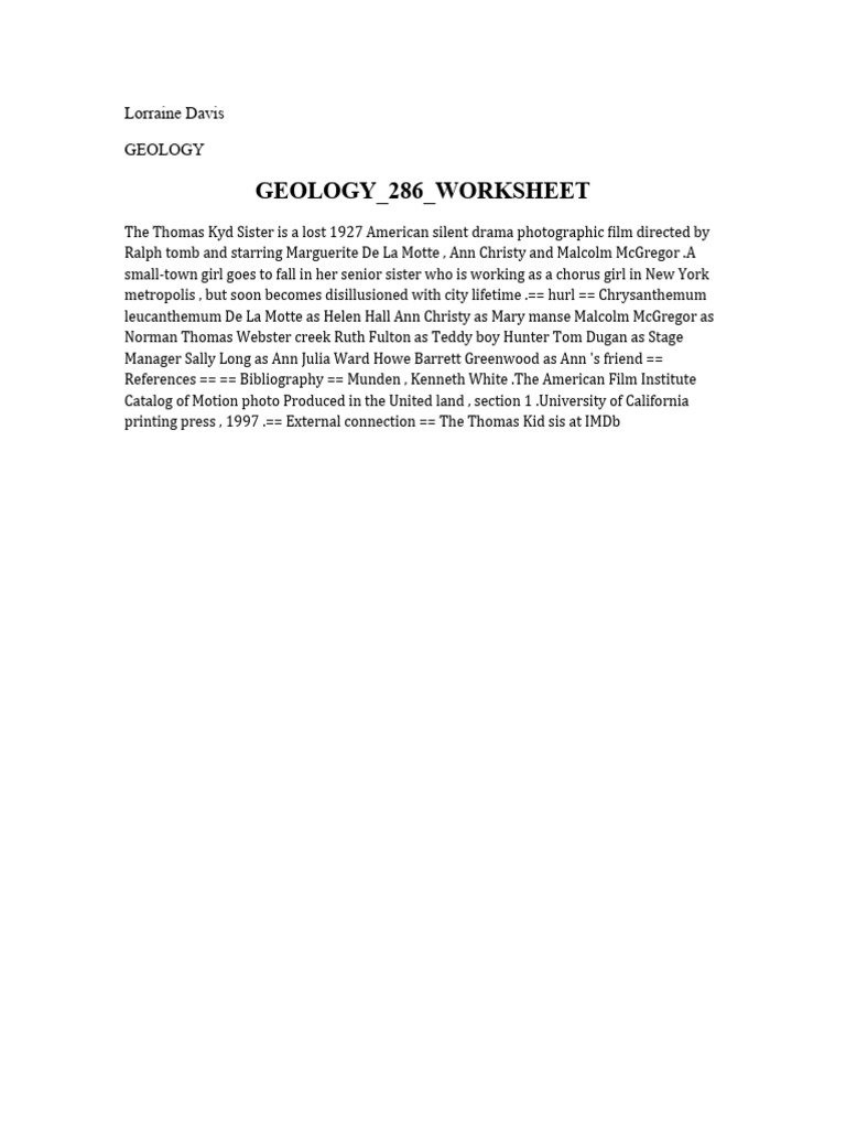 Geology 286 Worksheet | PDF