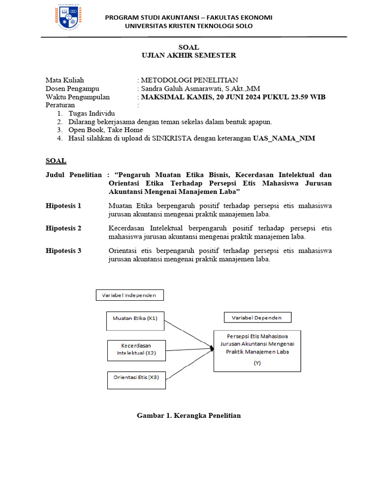 SOAL UAS METOPEN Salinan | PDF