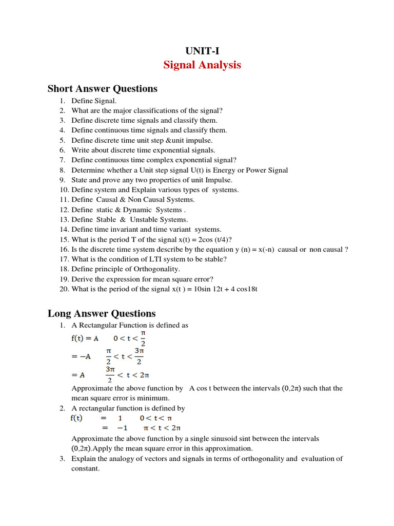 Ss-Question Bank1 | PDF | Fourier Transform | Spectral Density