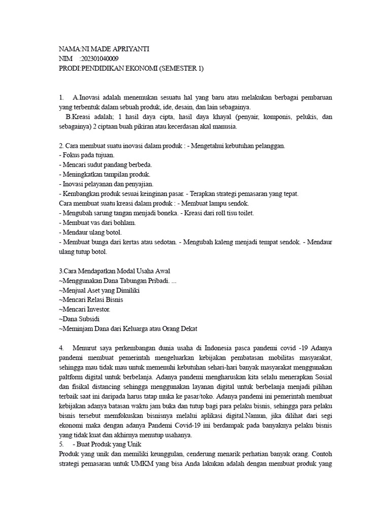 Uts Pengantar Bisnis | PDF | Bisnis