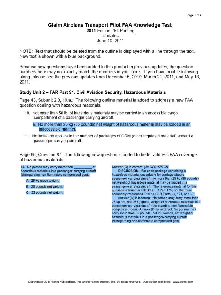 ATP 2011 Update 061011 | PDF | Flap (Aeronautics) | Airspeed