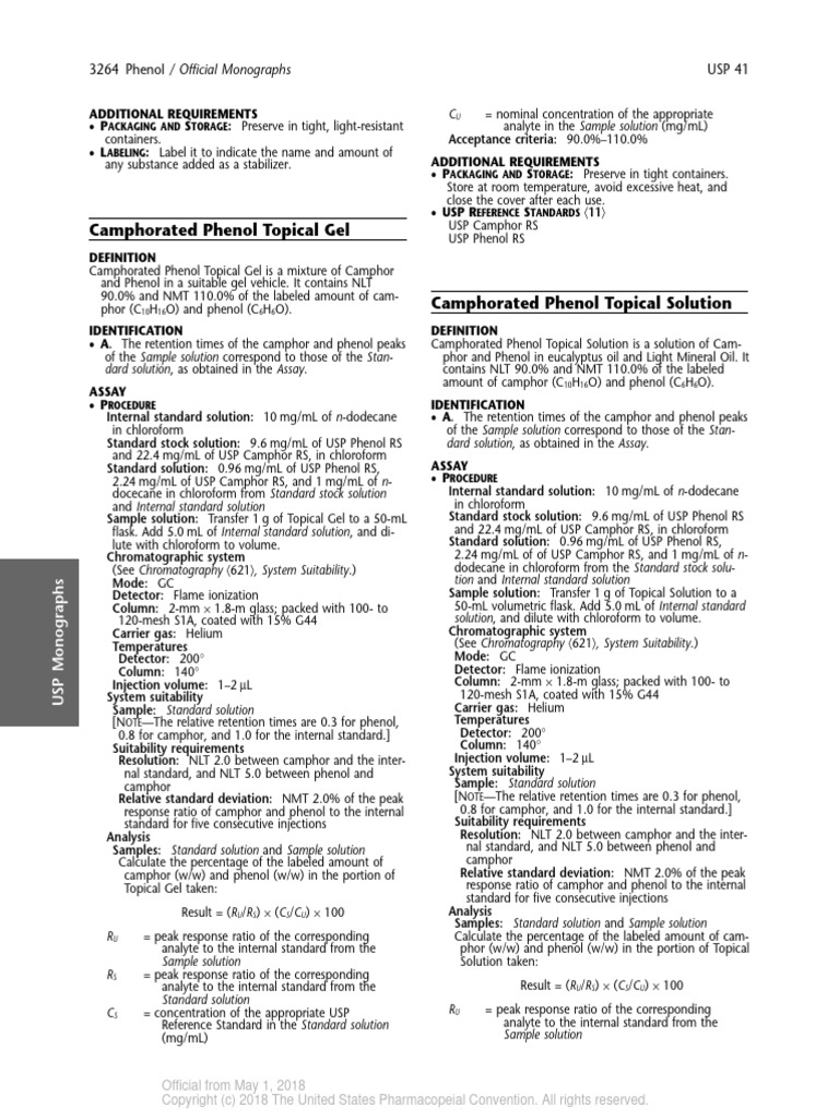 (Phenol) Camphorated Phenol Topical Gel | PDF | Gas Chromatography ...