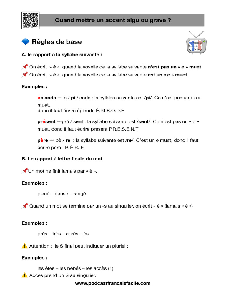 Règles des Accents Aigu et Grave | PDF | Syllabe | Linguistique