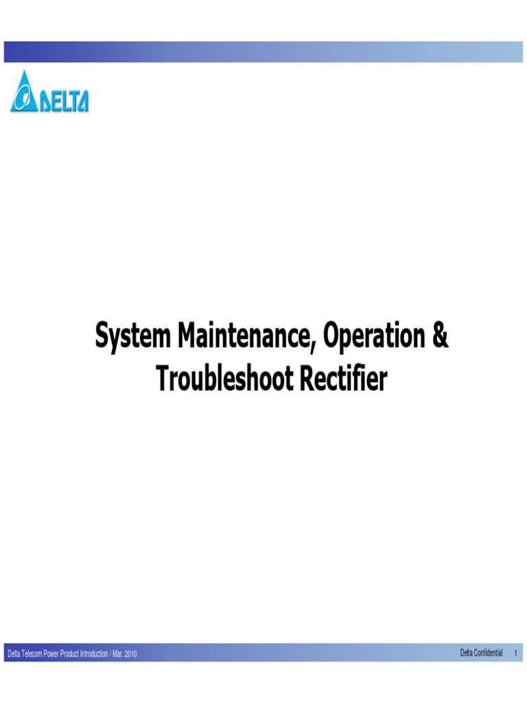 Rectifier DELTA - Manual Instruction Installation Operation and Troubleshoot WNT DC Power System ...