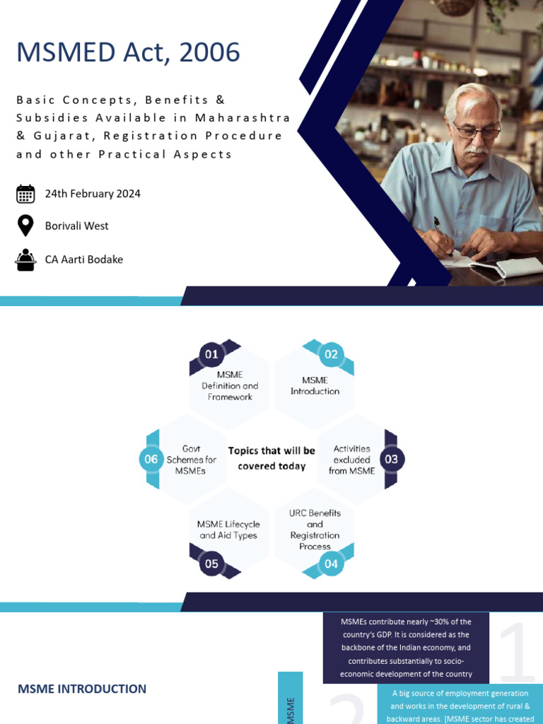 MSME Act Basic Concepts Benefits and Subsidies Available | PDF | Small ...