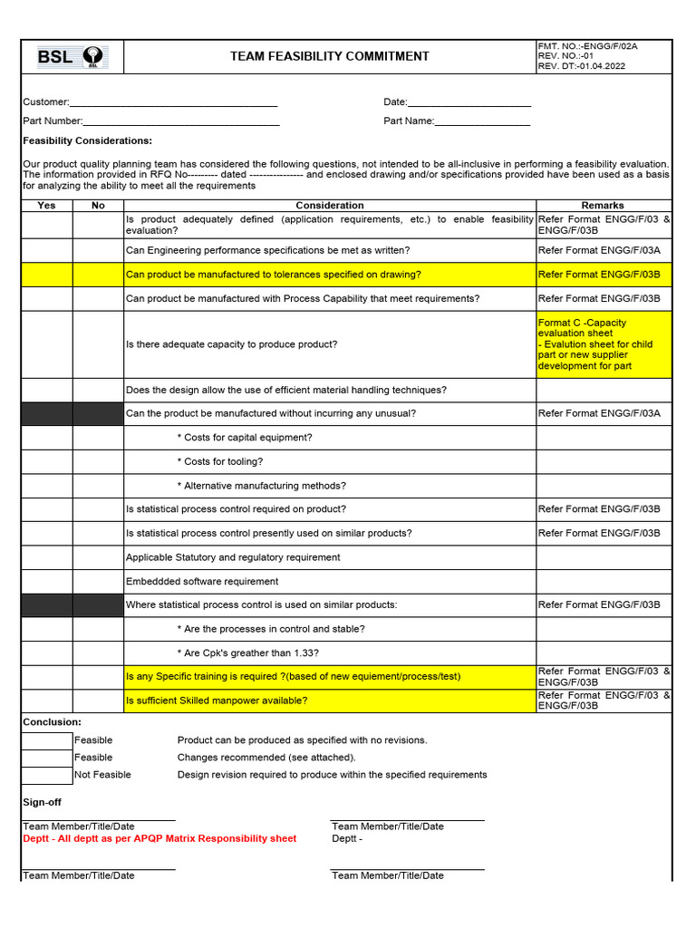 ENGG-F-03 Team Feasibility Commitment | PDF | Specification (Technical Standard) | Production ...