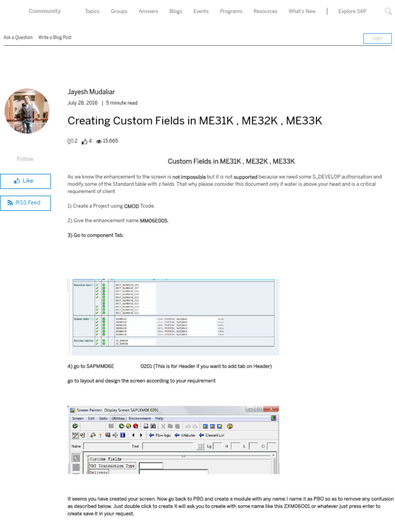 Creating Custom Fields in ME31K, ME32K, ME33K - SAP Blogs | PDF ...